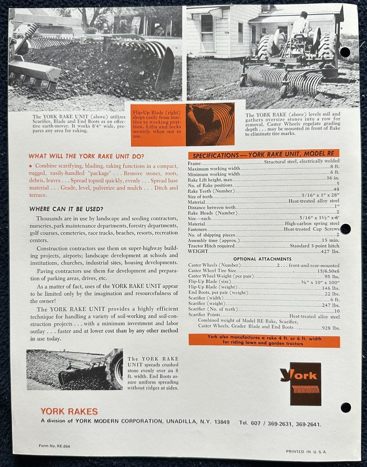 York Rake RE sales brochure | eBay