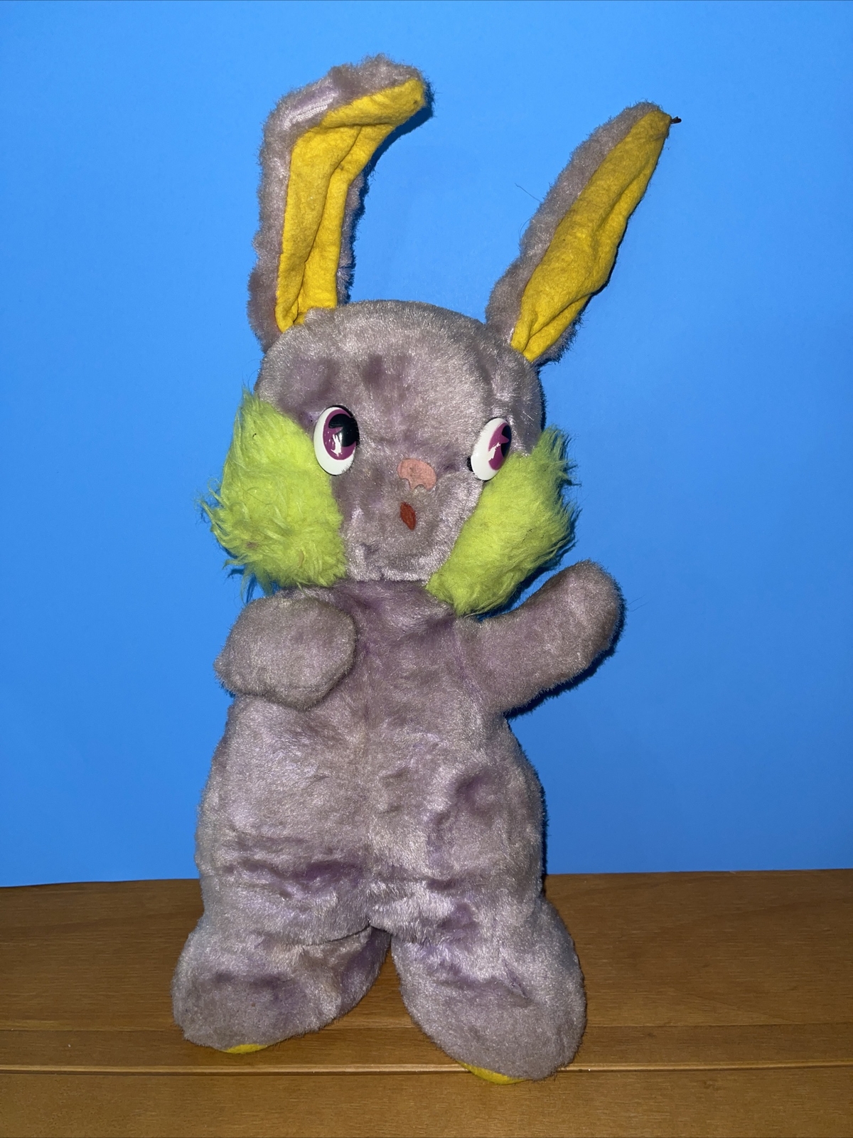 Vtg Rushton Bunny Rabbit Posable Ears Plastic Eyes Plush Stuffed Animal ...