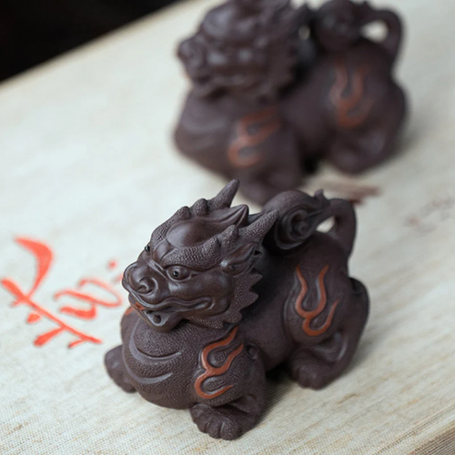 Purple Clay Lucky Tea Pets Kirin from Yixing | eBay
