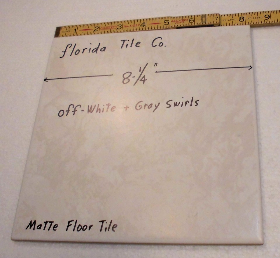 1 pc. Off-white + Gray Swirls 8" Ceramic Floor Tile by Florida Co ...