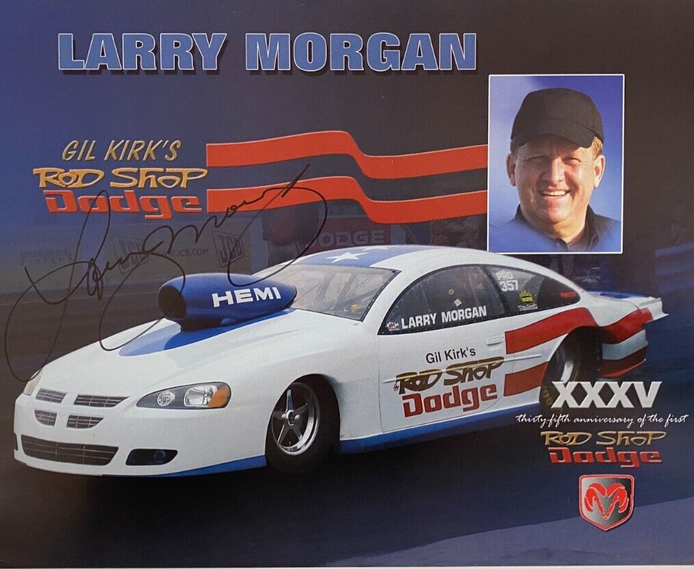 LARRY MORGAN SIGNED ROD SHOP DODGE VTG NHRA PRO STOCK DRAG RACING ...