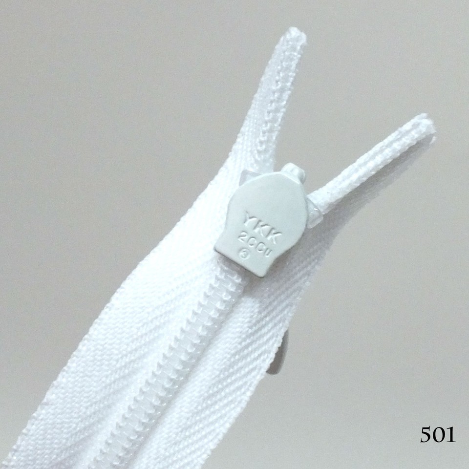 12 pcs Quality YKK Invisible Zipper Top Open Bottom Closed 8" White ...