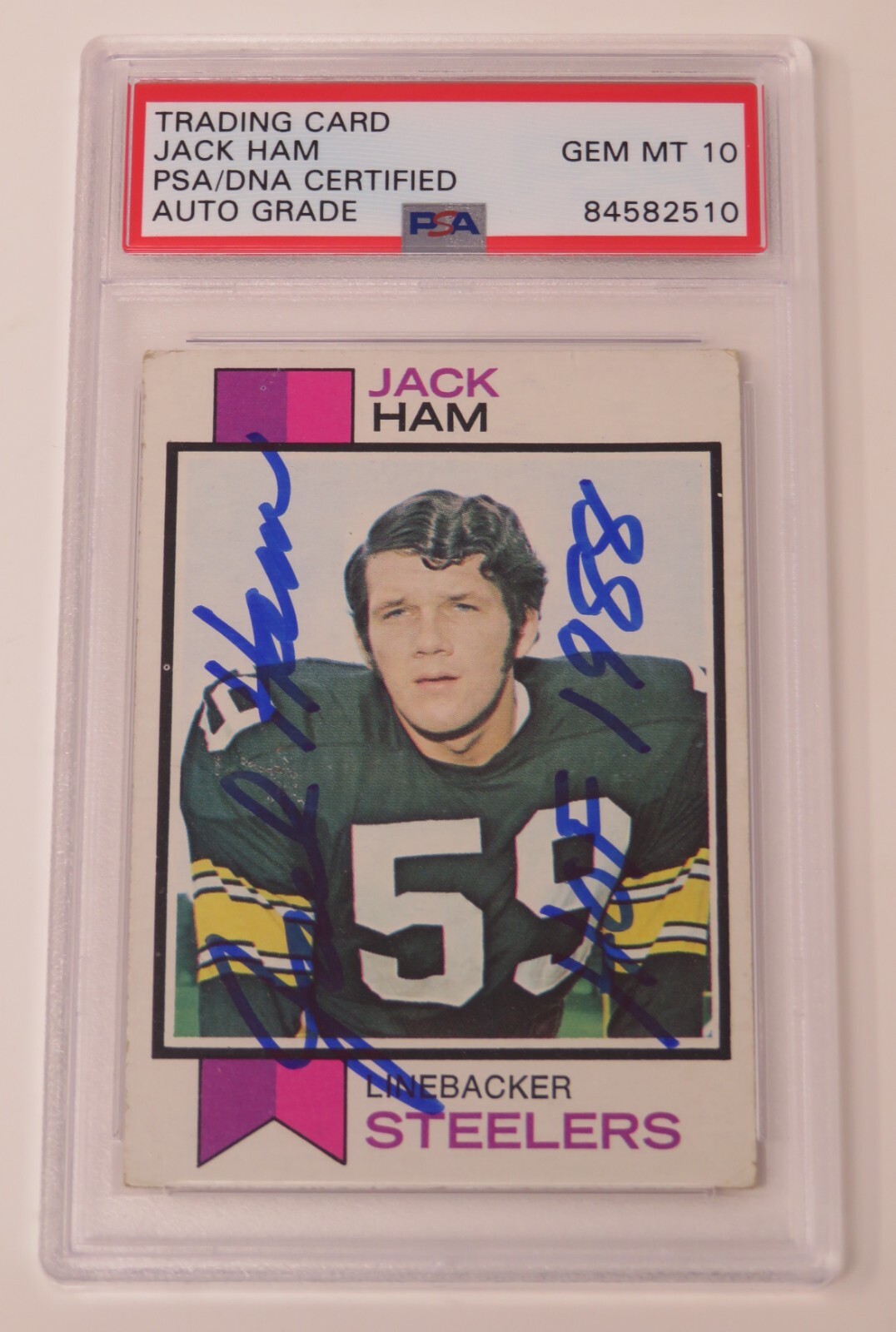 Jack Ham STEELERS HOF Signed Autograph 1973 Topps Rookie Card 115 PSA ...