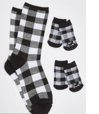 RUE 21 Black Buffalo Checkered Print Matching Pet & Owner Sock Set ...