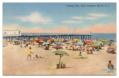 Fishing Pier Point Pleasant Beach New Jersey NJ Postcard Linen ...