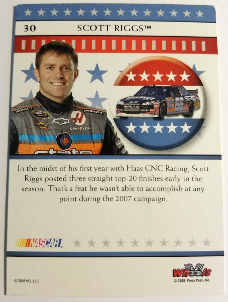 Scott Riggs 2008 Press Pass #30 Nascar Racing Autographed Card | eBay
