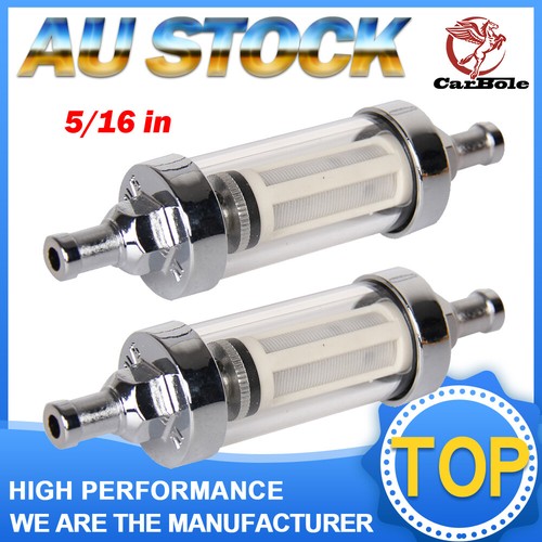 2Pcs Universal Clearview Inline Fuel Filter 5/16' Glass Chrome Mesh200 ...