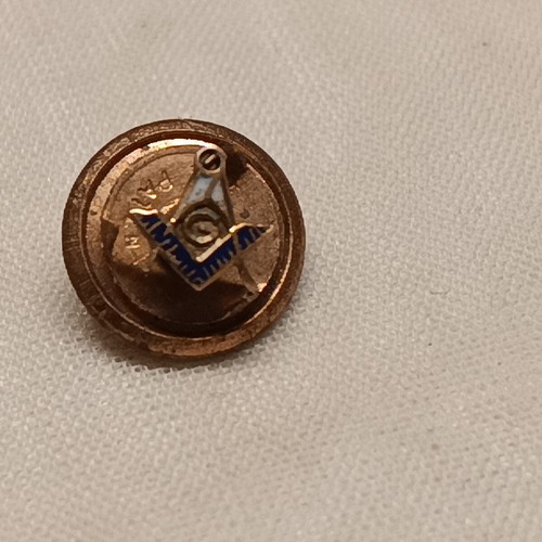 ANTIQUE 10K GOLD BLUE ENAMEL MASONIC COMPASS LAPEL PIN With Screw On ...
