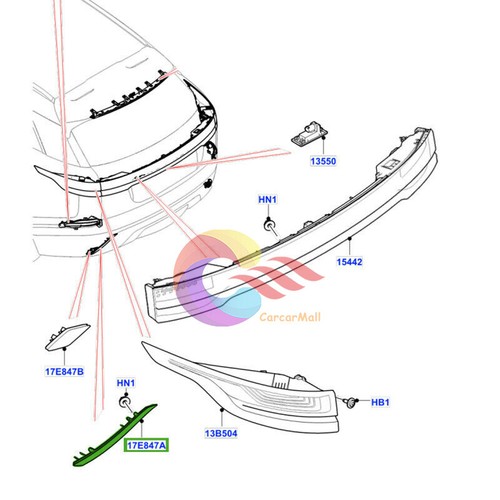 Right Rear Bumper Light Reflector LR093435 For Range Rover Velar L560 ...