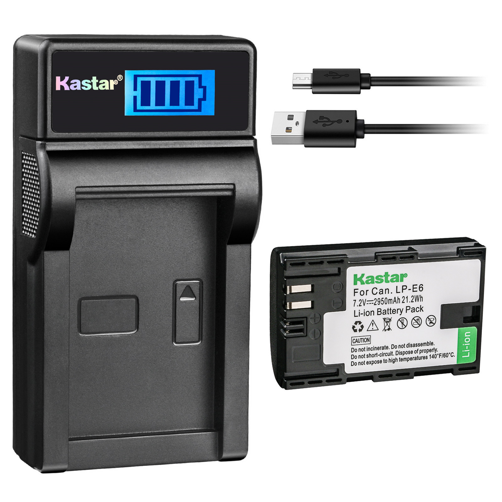 Kastar Battery LCD USB Charger for Canon LP-E6NH & Canon EOS R5, EOS R6 ...