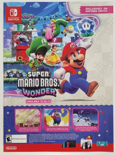 Super Mario Bros. Wonder Nintendo Switch Print Ad Artwork Poster Promo ...