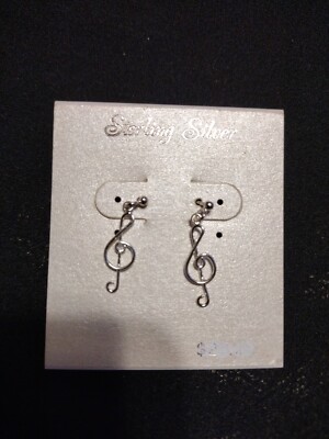 Sterling Silver Trumble Music Sign Pierced Earrings | eBay