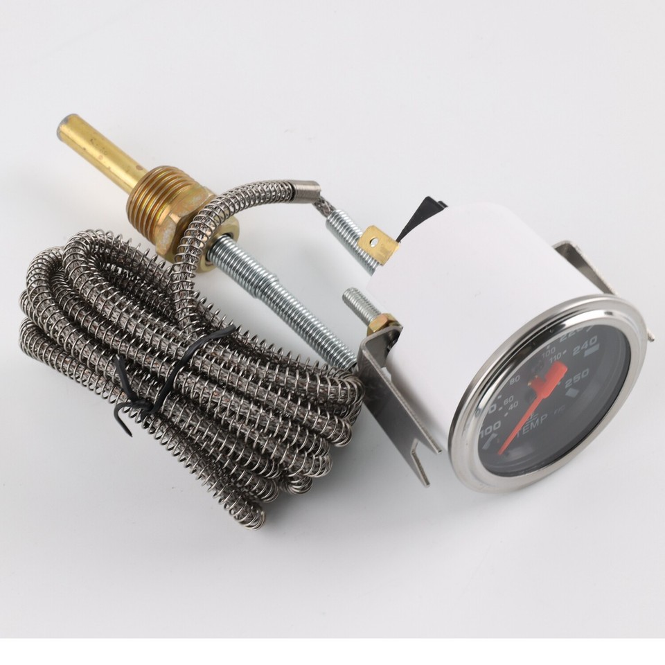 2" 52mm Mechanical Pointer Black Face +Sensor Water Temp Temperature ...