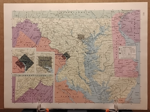 Old Vintage MARYLAND Atlas Map 1961 MSM Life Pictorial Atlas of the ...