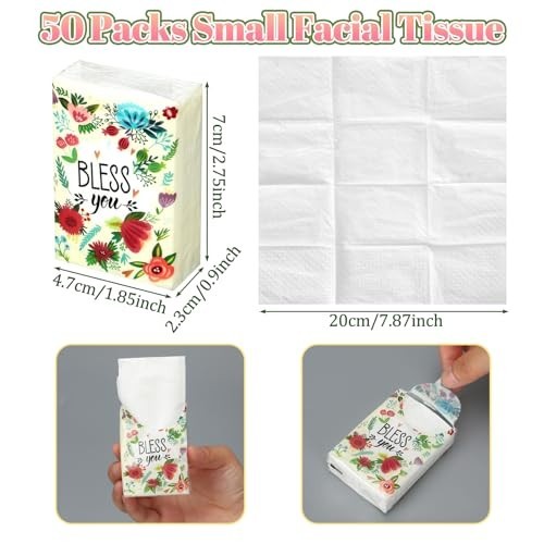 50 Pack Pocket Tissues with Bible Verses - 3 Ply Mini Travel Size ...