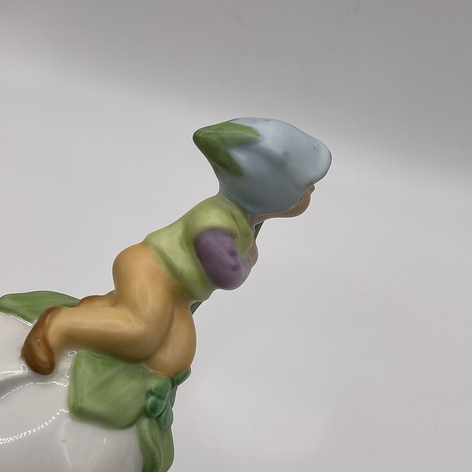 Vintage Avon Good Luck Ceramic Bell with Tiny Elf on White Tulip Flower ...