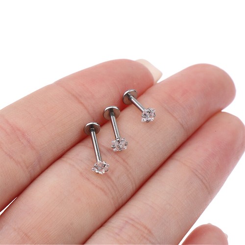 1Pc 4-claw Internally Thread Stainless Steel Piercing Stud Earrings ...