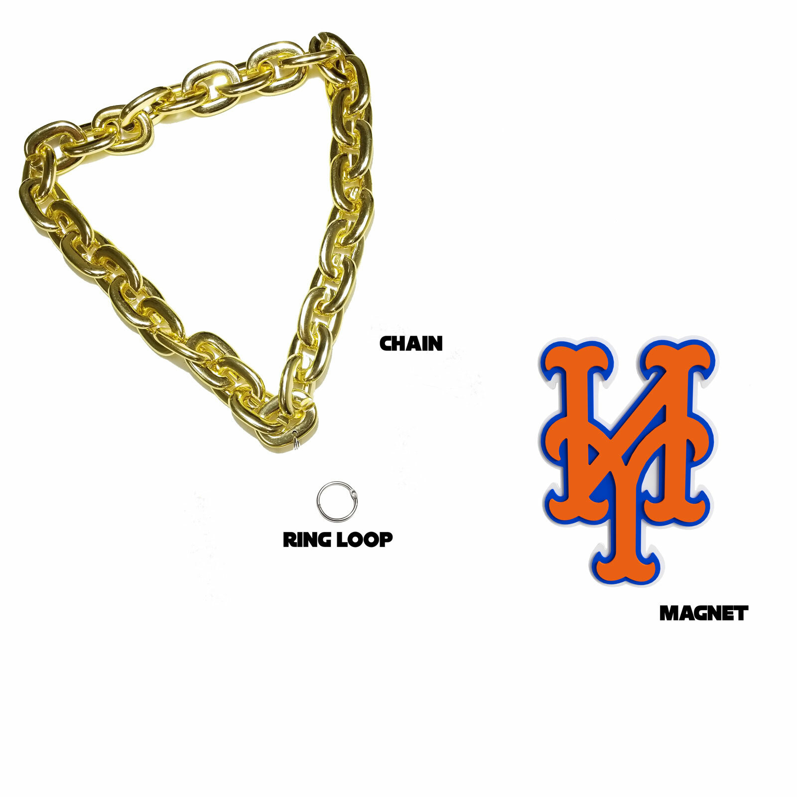 New MLB New York Mets GOLD Fan Chain Big Necklace Foam | eBay