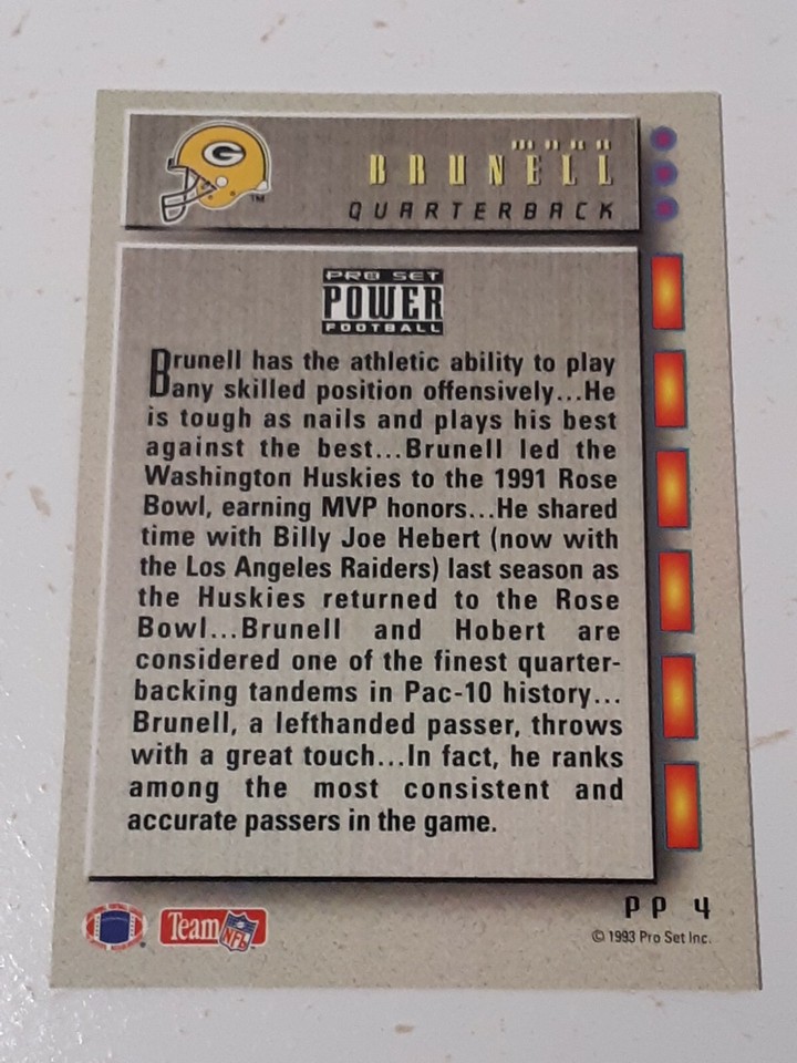 Mark Brunell Green Bay Packers 1993 Pro Set Power Prospects Rookie Card ...
