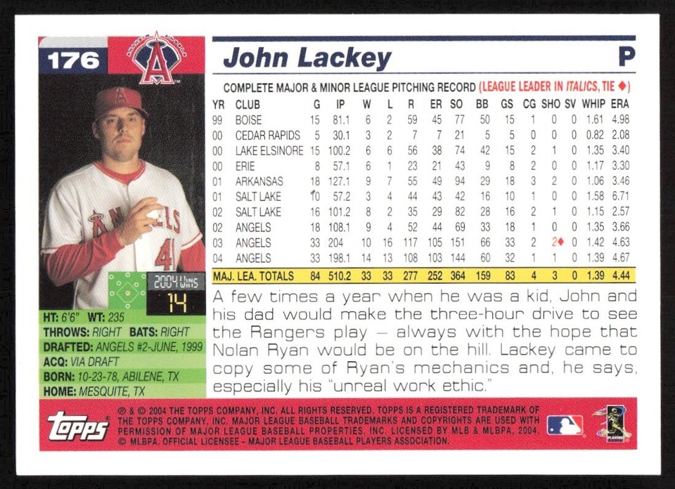 2005 Topps John Lackey #176 Anaheim Angels | eBay