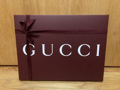 Gucci Empty Gift Storage Box w Tissue Paper & Ribbon Sticker Maroon 16 ...