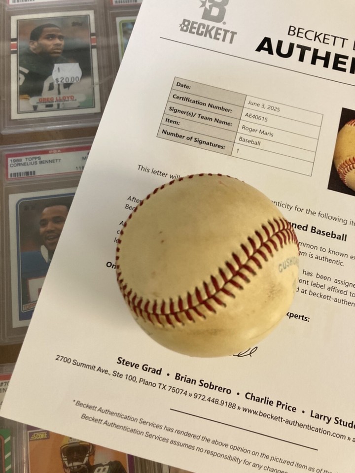 Roger Maris Single Signed Official AL MacPhail Baseball Beckett Auth ...