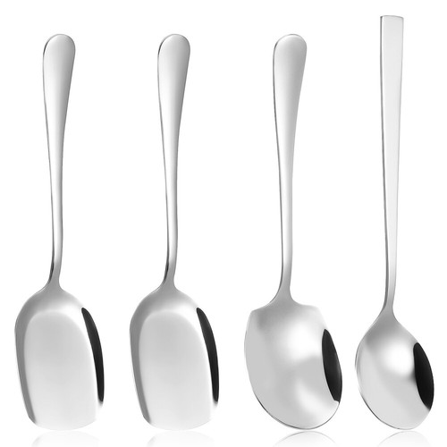 Stainless Steel Spoon Set Work Travel Metal Serving Utensils Catering ...