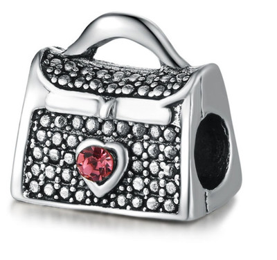 SILVER HANDBAG HAND BAG PURSE PINK HEART DETAIL CHARM GENUINE BARGAIN ...