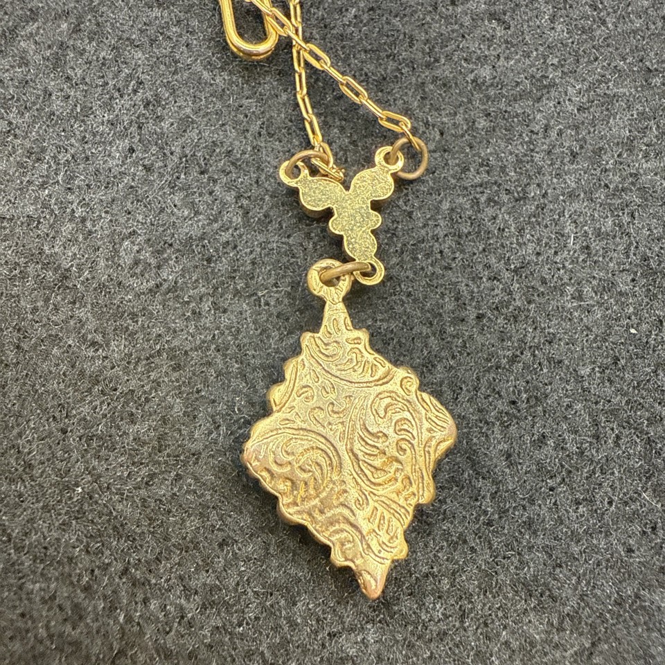 1928 Jewelry Gold Tone Filigree Heart Pink Porcelain Rose Necklace | eBay