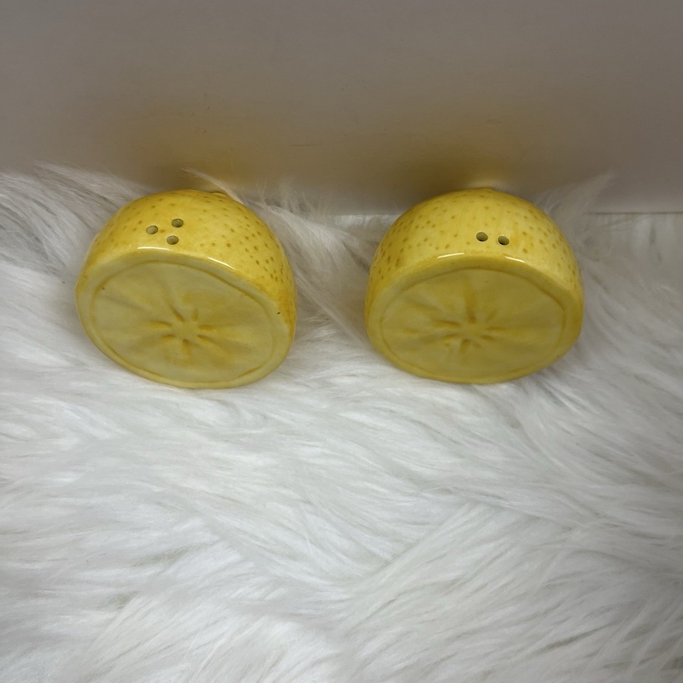 Ceramic Sliced Lemon Salt & Pepper Shakers Summer Spring Kitchen ...