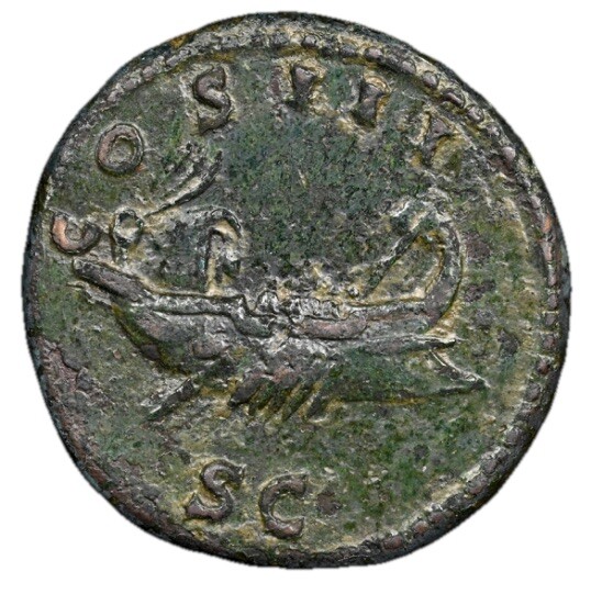 Hadrian 117-138 AD GALLEY TRIREME SHIP BOAT, Roman Empire AE As Coin ...