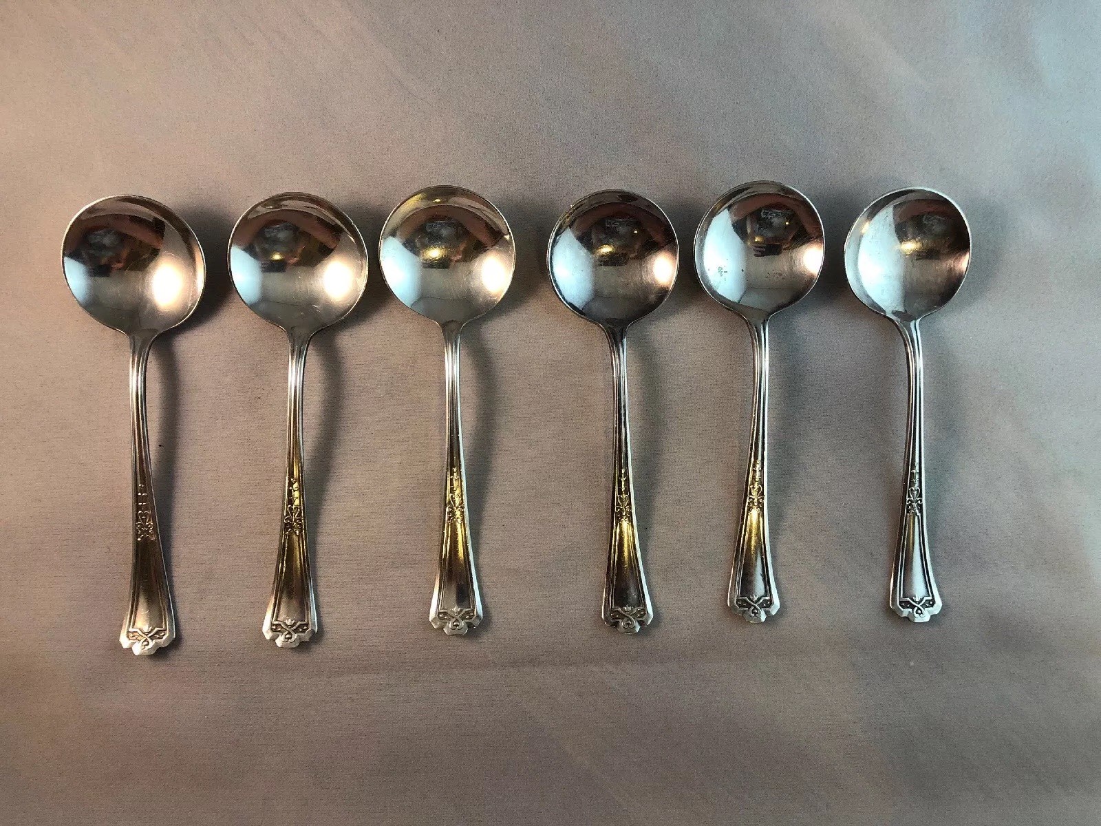 6 International R.C.Co Silverplate 1923 CHATHAM Bouillon Spoons 5 1/4 ...