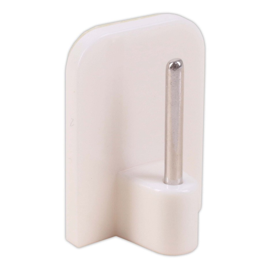 20x WHITE SELF ADHESIVE CURTAIN ROD END Sticky uPVC Window Net Wire ...