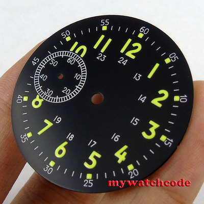 39.1mm black dial luminous numbers fit eta 6497 movement ST 3600 mens ...