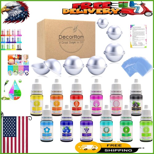 Craft Vibrant Bath Bombs: 12-Piece Mold Kit with Non-Toxic Liquid ...