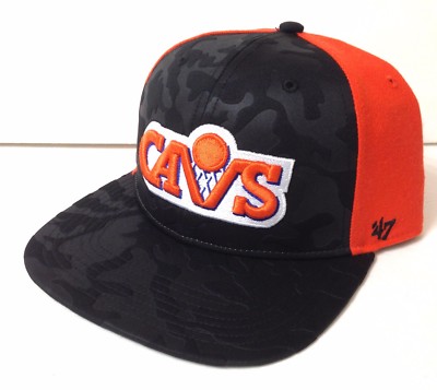 new FITTED CLEVELAND CAVS HAT Orange&BLACK CAMOUFLAGE TEXTURE Men/Women ...