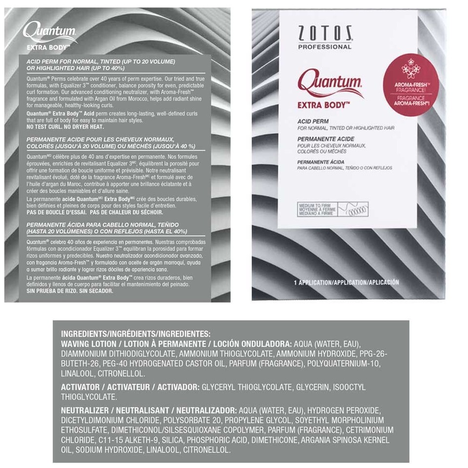 SP-249004 SALON BEAUTY ZOTOS QUANTUM EXTRA BODY HAIR PERM NORMAL TINTED ...