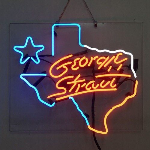Rare George Strait Texas Map Real Glass Neon Sign Beer Bar Light Home ...