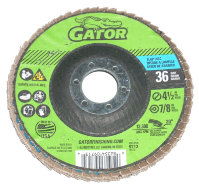 Gator 4 1/2 x 7/8 Zirconia Flap Disc Wheel 36 Grit Type 29 USA Made ...
