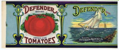 Defender tomatoes 10 oz tin can label, Trappe MD WHOLESALE LOT app. 275 ...