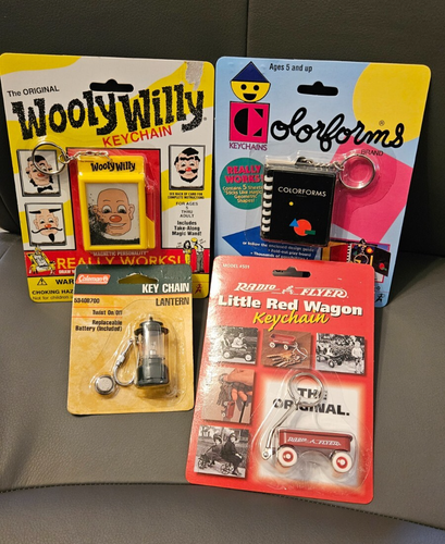 Toy Keychains - 4 Vintage View-Master, Wooly Willy, Colorforms Coleman ...