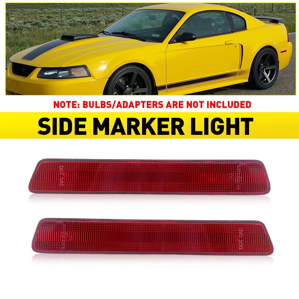 For 1999-2004 Mustang Ford Red Lens Rear Bumper Marker Side Light ...