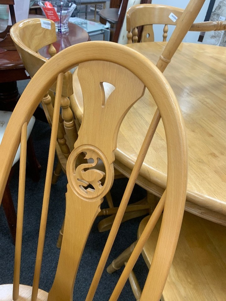 Two Ercol Swan Back Chairs and matching Ercol drop leaf table - CS M23 ...