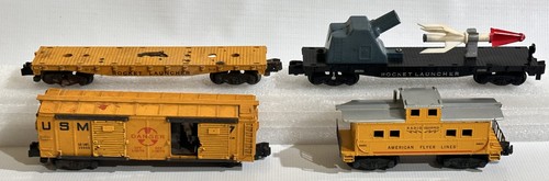 AMERICAN FLYER POSTWAR USM 37 FLAT & BOXCAR 25059 ROCKET LAUNCHER 24631 ...