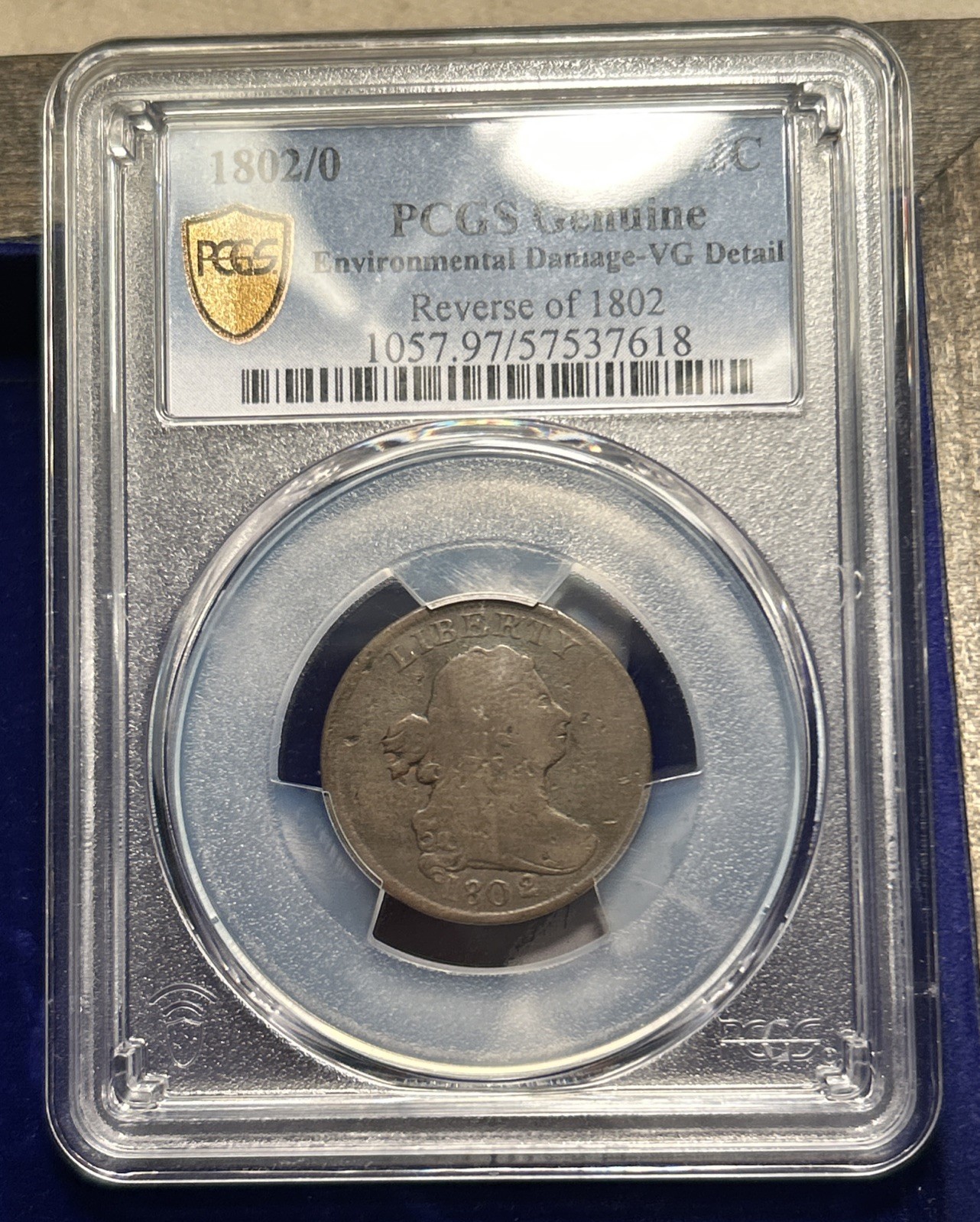 1802/0 1/2C PCGS VG Details (Reverse of 1802) - Draped Bust Half Cent ...