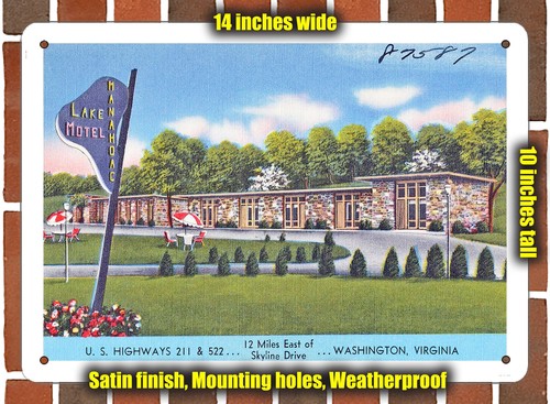Metal Sign - Virginia Postcard - Manahoac Lake Motel, U.S. Highways 211 ...