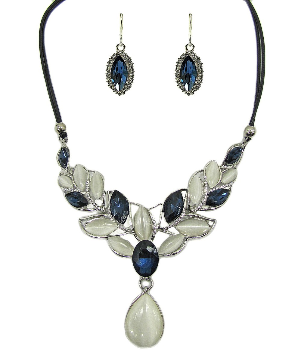 Blue Crystal Necklace Set