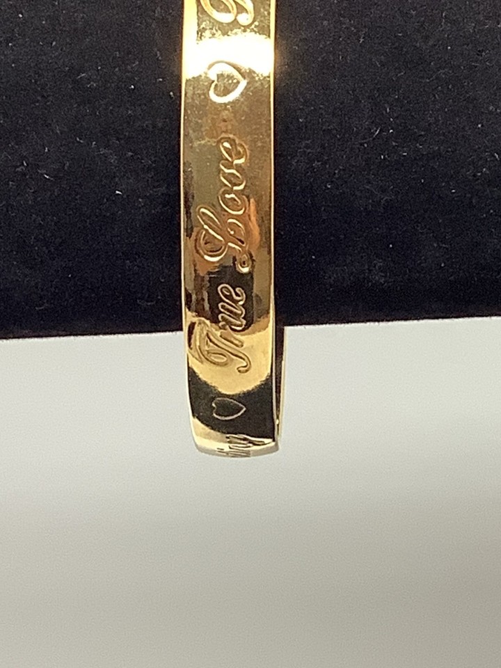 Avon gold tone bangle bracelet signed true love forever yours destiny ...