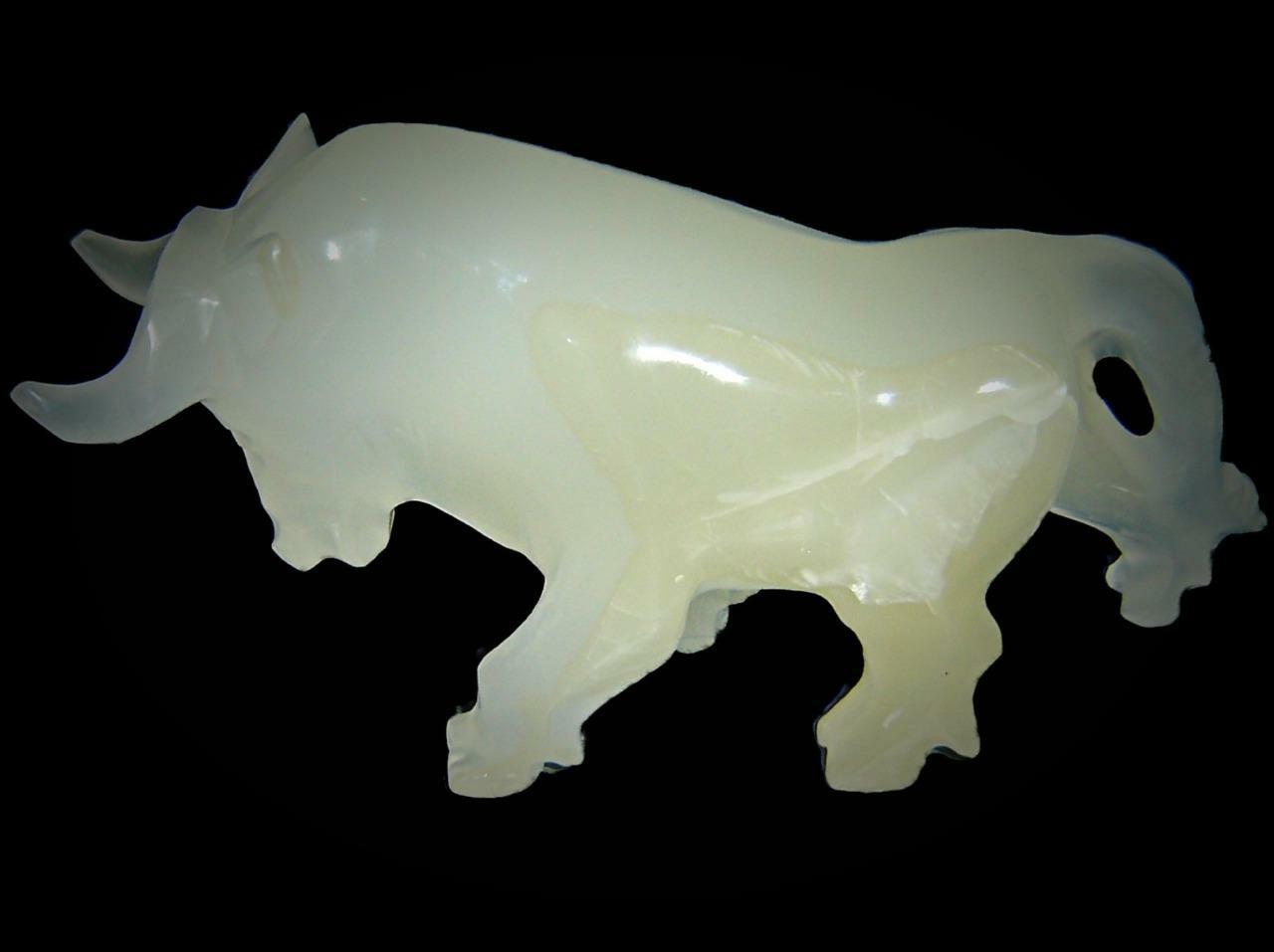 Antique Vintage Chinese Rock Crystal Quartz Bull Sculpture Figurine ...