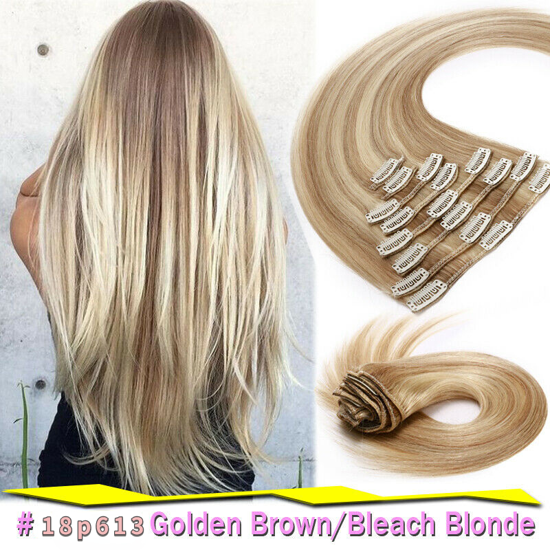 8pcs Clip In Human Hair Extensions 80g 120g 16- 28inch Remy Hair 9A ...